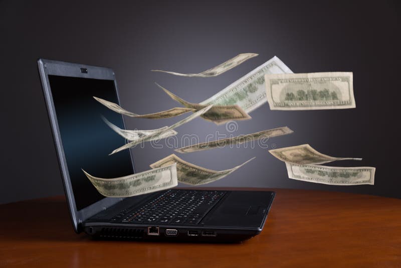 Laptop PC with money stock photo. Image of making, backdrop - 7098468