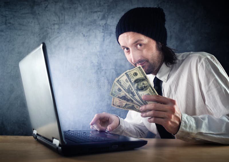 Making Money Online, Businessman with Laptop Computer Stock Image ...