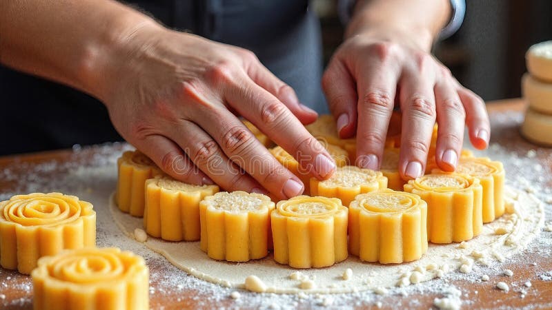 Making Mooncakes stock illustration. Illustration of yellow - 342117453