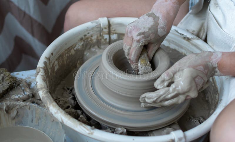 Making of Mud Pot on Potters Wheel during Workshop in Art Ceramic ...