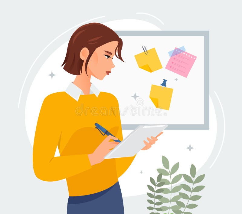 Making Notes with Pen in Notebook Concept Stock Vector - Illustration ...