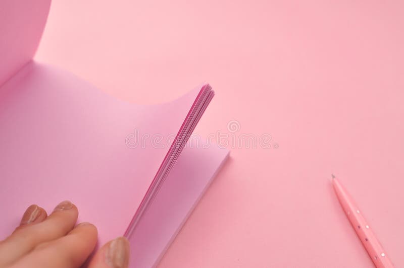 Making Notes in Pink Notebook Copy Space Stock Photo - Image of notice ...