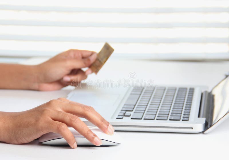 Making Online Purchase Using a Credit Card Stock Image - Image of ...