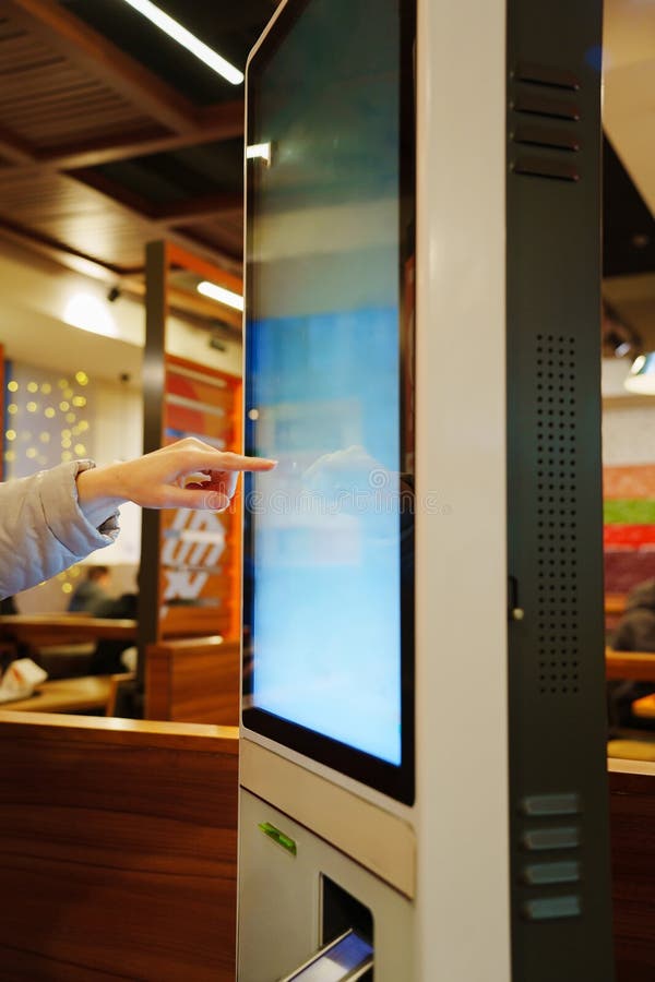 Making an Order on Touch Screen Menu in Cafe. Stock Photo - Image of ...