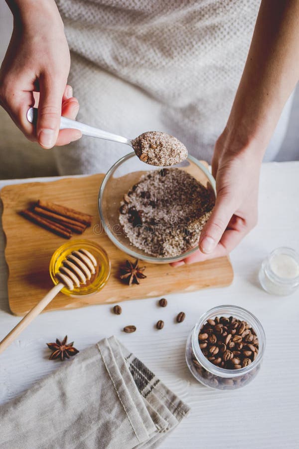 Making Organic Scrub Handmade at Home with Hands Stock Image - Image of ...