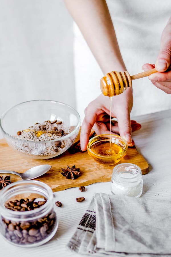 Making Organic Scrub Handmade at Home with Hands Stock Photo - Image of ...