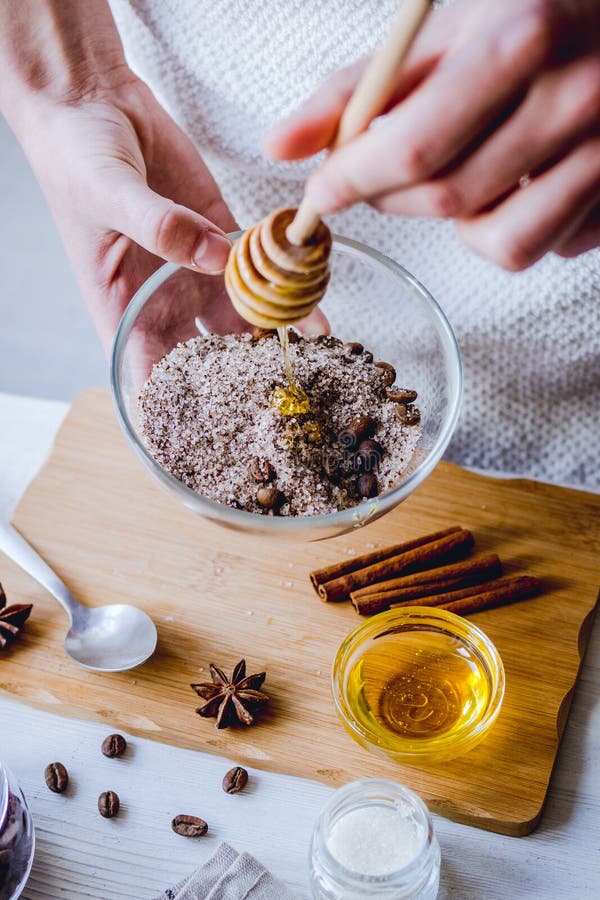 Making Organic Scrub Handmade at Home with Hands Stock Image - Image of ...