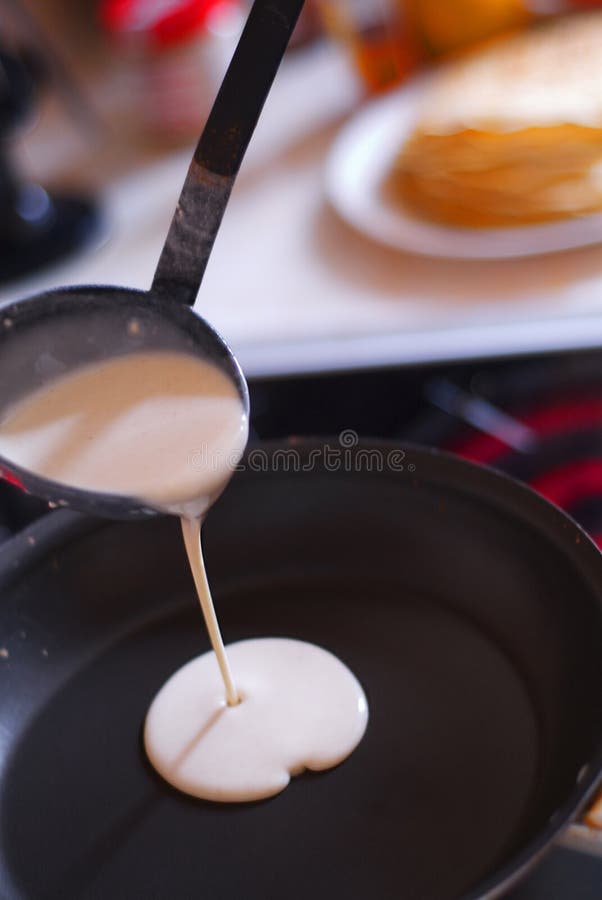 Batter pouring into pan stock image. Image of nutritious - 42723659