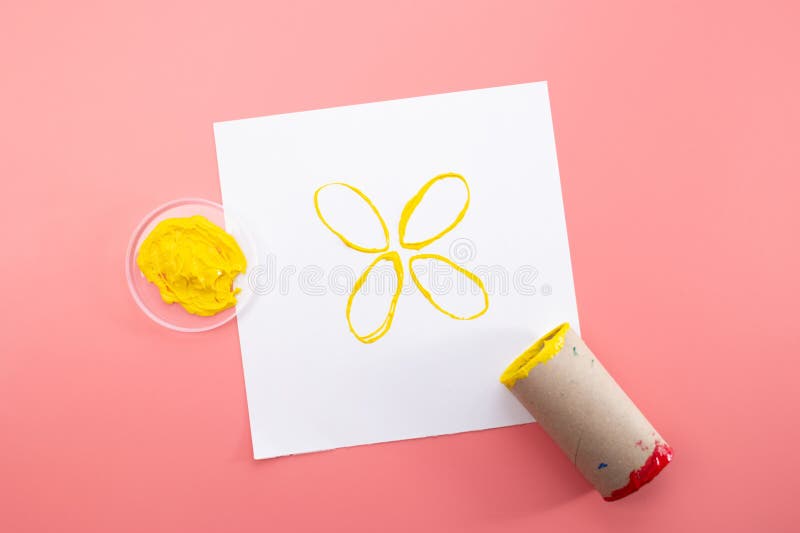 Making Paper Craft Butterflies, Stamp, Paint Tubes, Recycling Concept ...