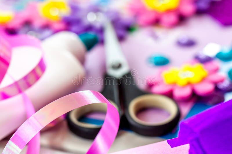 Making Paper Crafts for Candy Cone First Day of School Stock Image ...