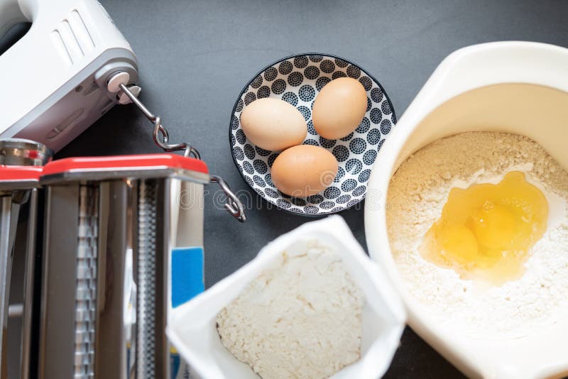 Making Pasta with Pasta Machine Stock Photo - Image of noodles, dough ...