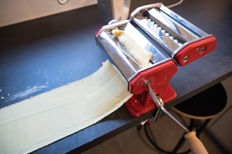 Making Pasta with Pasta Machine Stock Image - Image of lifestyle ...