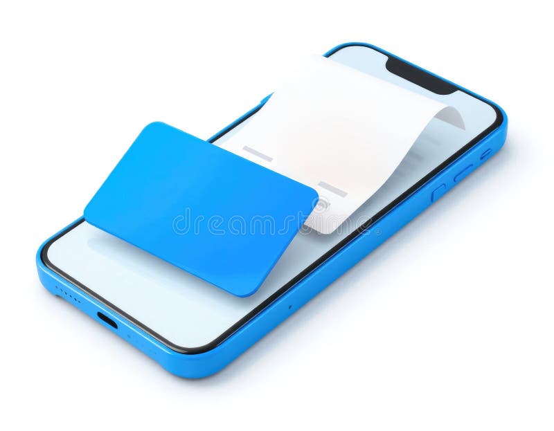 Making Payment Online with Phone Receipt and Blue Card Stock ...
