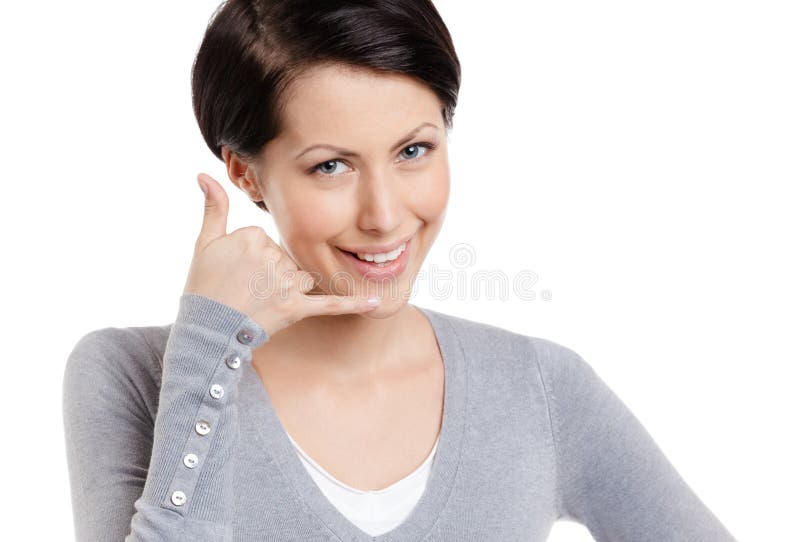 Making a Phone Call Gesture Stock Photo - Image of color, demonstrate ...