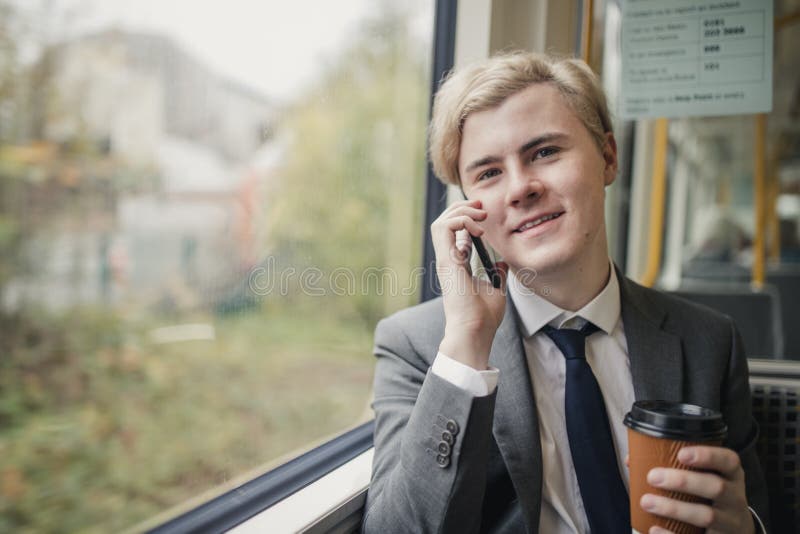 Making a Phone Call on the Way To Work Stock Image - Image of business ...