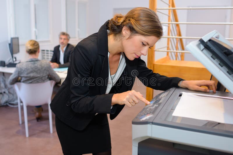 She making photocopy stock photo. Image of paper, smart - 296369348