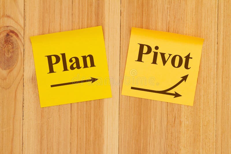 Making a Pivot in Your Business Plan on Two Yellow Sticky Note Paper ...