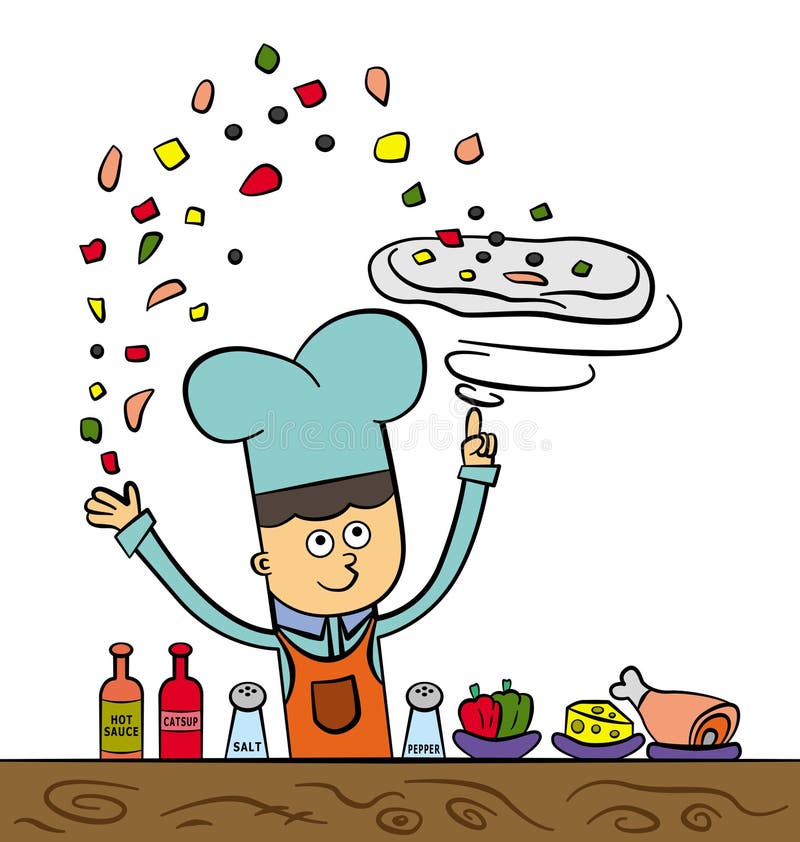 Making pizza stock illustration. Illustration of baker - 26405892