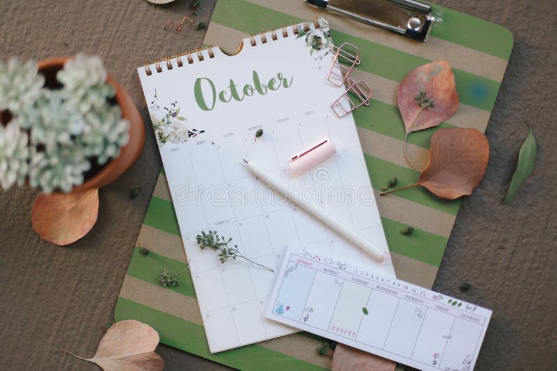 Making Plans for October. Calendar Page Stock Photo - Image of stylish ...