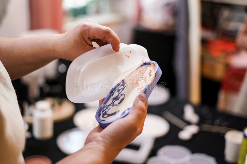 Making Plaster Casts with Polymer Plaster. Artistic Workshop for Kids Stock Photo - Image of ...