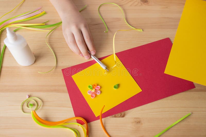 Making a Postcard from Long and Narrow Strips of Paper Twisted into ...