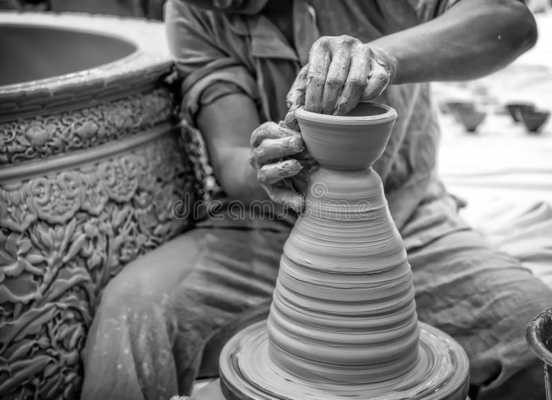 Making a pot stock image. Image of brown, potter, molding - 40763429