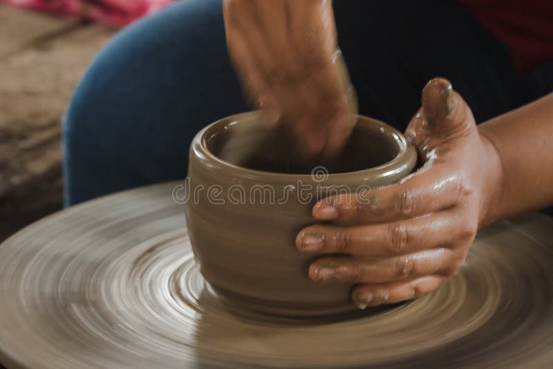 Making Pottery by Hand To Make a Container Stock Image - Image of ...