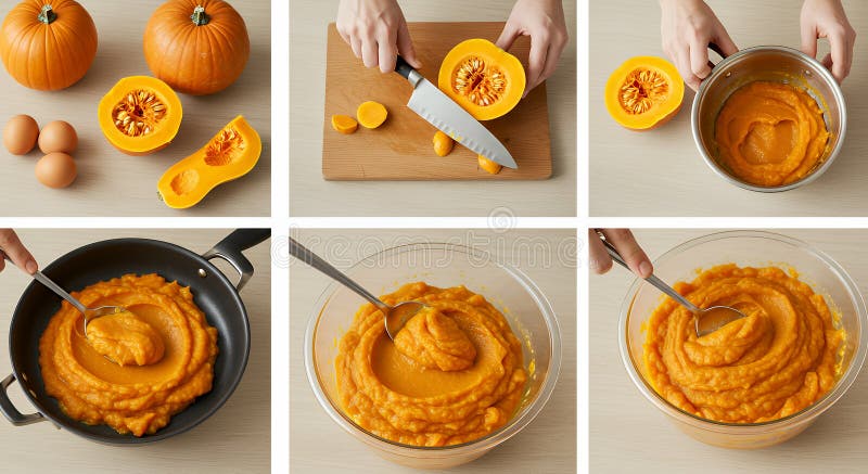 Making Pumpkin Puree a Step-by-Step Guide Bright Orange Puree in Glass ...