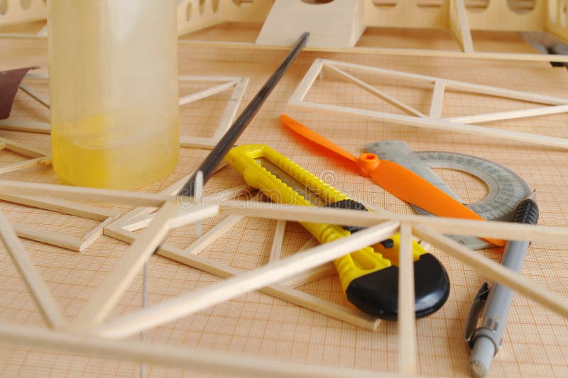 Making rc airplane stock photo. Image of adhering, rudder - 52856252