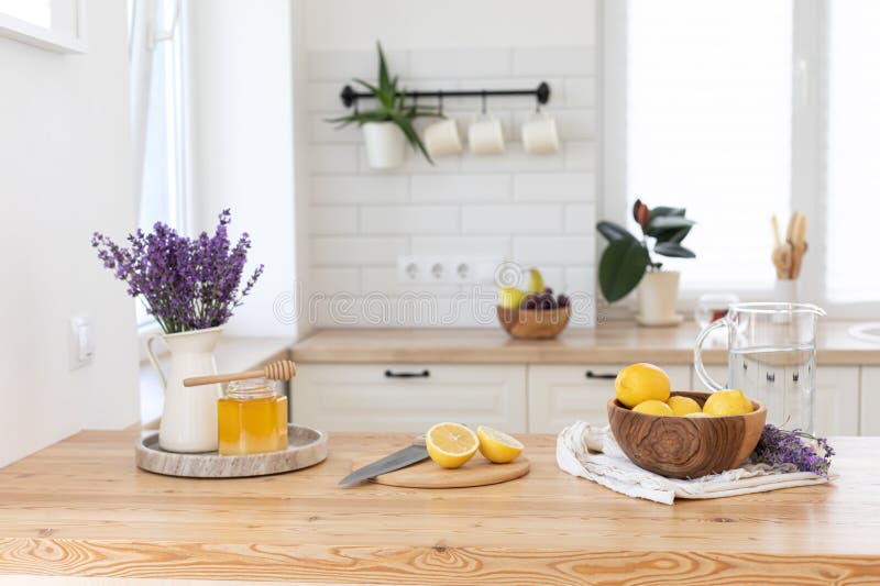 Making a Refreshing Summer Drink. Preparing Lemonade in the Kitchen ...