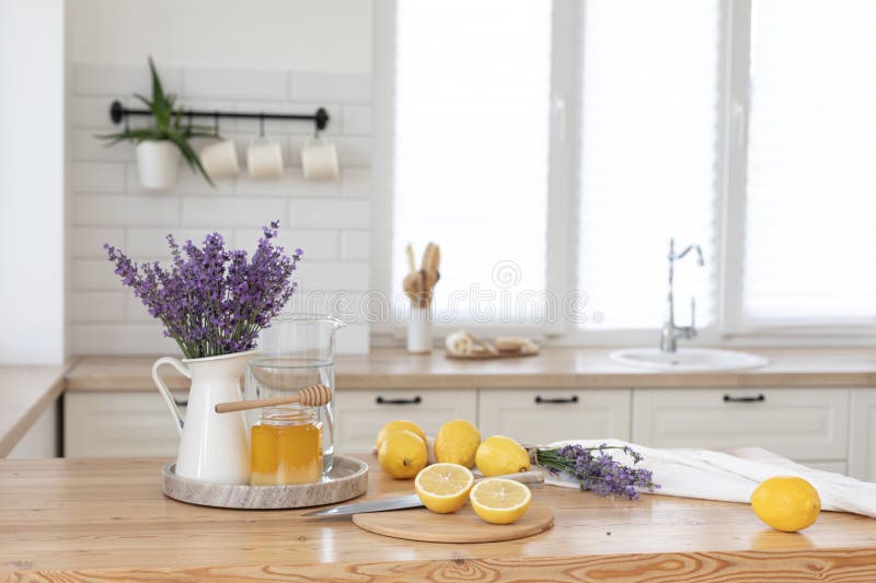 Making a Refreshing Summer Drink. Preparing Lemonade in the Kitchen ...