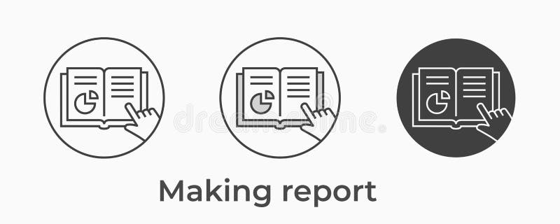 Making Report Icon. Black Vector Illustration Isolated on White ...