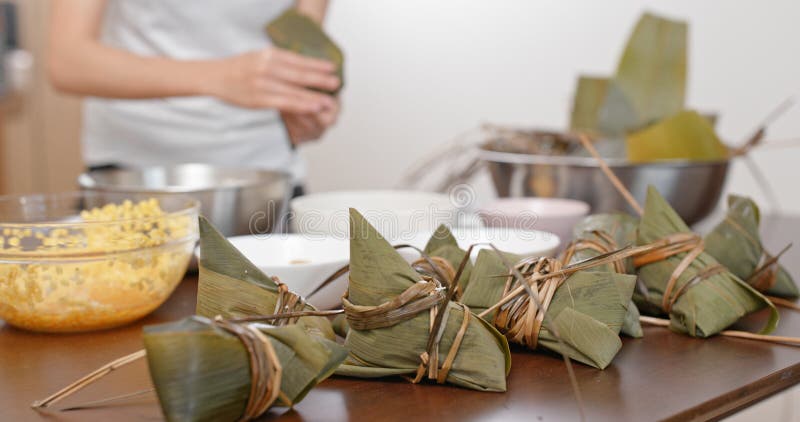 Making of Rice Dumpling at Home Stock Photo - Image of asian, living ...