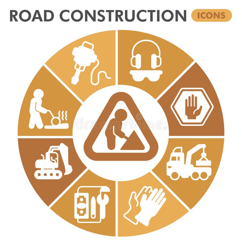Making Road Symbols Collection or Sketches, Construction Theme Diagram ...