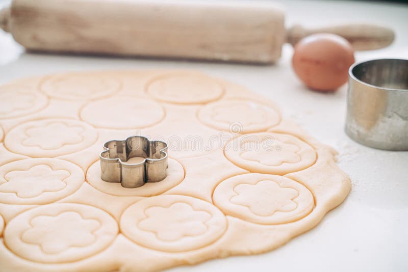 Making of Round Shortcrust Cookies Stock Image - Image of shortcrust ...