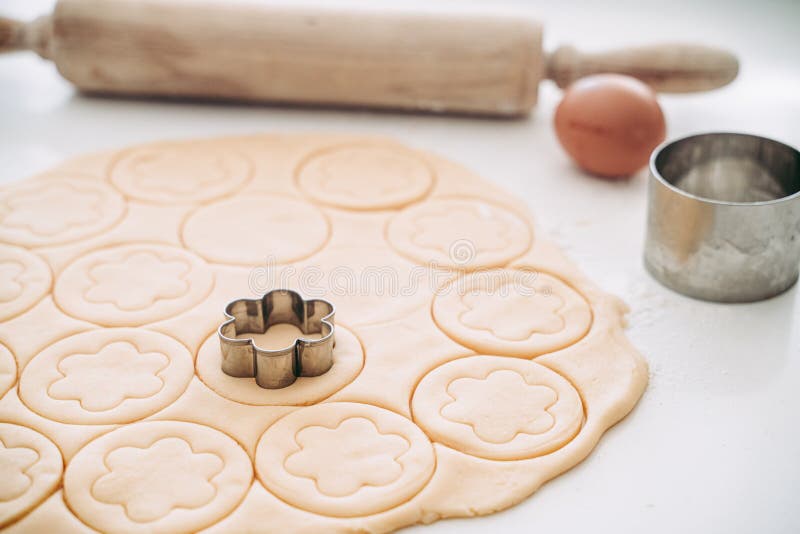 Making of Round Shortcrust Cookies Stock Image - Image of recipe, food ...