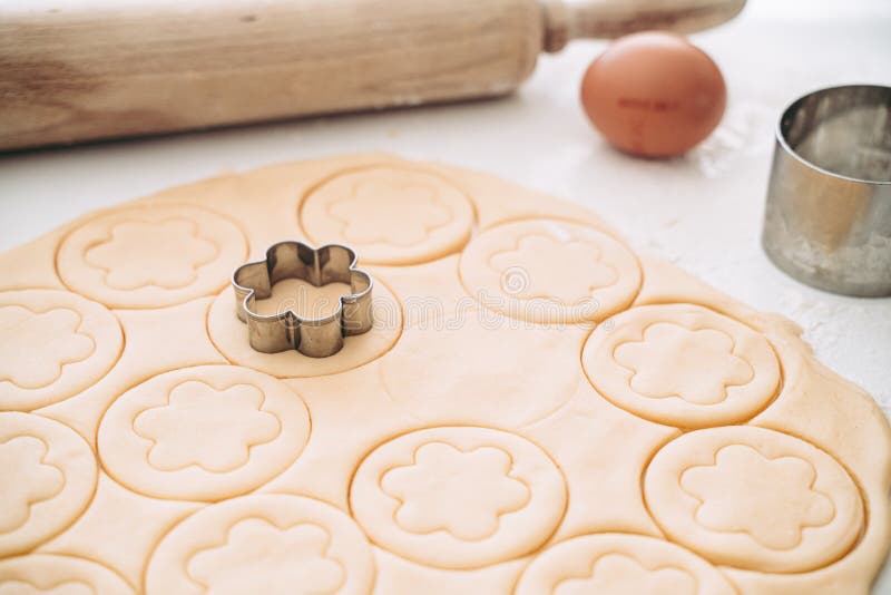 Making of Round Shortcrust Cookies Stock Photo - Image of shapes ...
