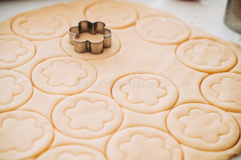 Making of Round Shortcrust Cookies Stock Image - Image of shortcrust ...