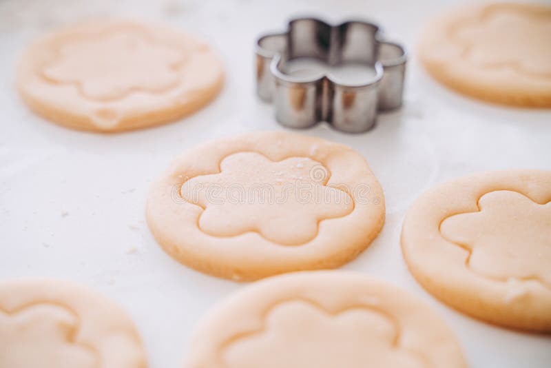 Making of Round Shortcrust Cookies Stock Image - Image of healthy ...