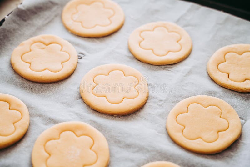 Making of Round Shortcrust Cookies Stock Photo - Image of delicious ...