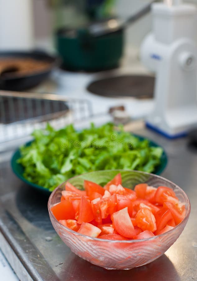 Making salad stock photo. Image of industrial, tomato - 7193238