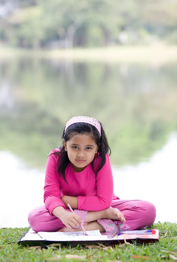 Making the school work stock photo. Image of casual, outdoors - 13829644