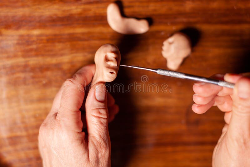 Making a Sculpture with Modeling Clay Stock Photo - Image of creating ...