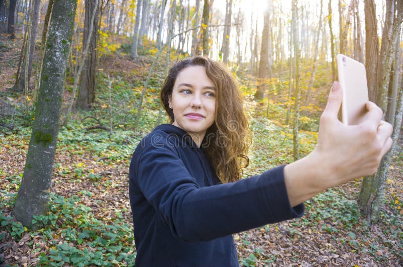 Making Selfie in the Nature Stock Image - Image of smart, adults: 147904529