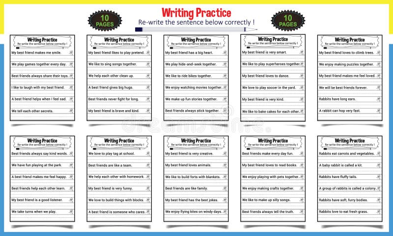 Making Sentence Vector Worksheet for Children Activity Stock ...