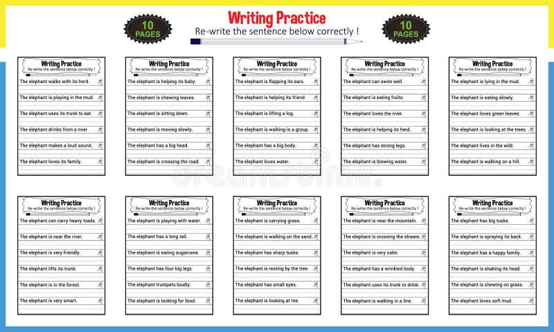 Learn Making Sentence Worksheet for Children Stock Illustration ...