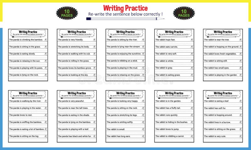 Learn Making Sentence Worksheet for Children Stock Illustration ...