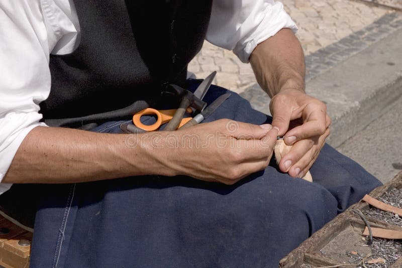 Making shoes stock photo. Image of knife, work, hands - 11857772