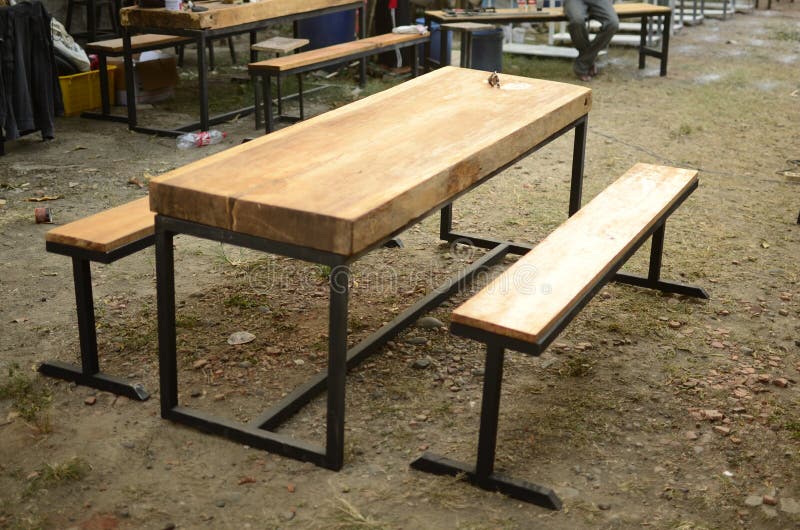 Making Simple Wood Table Steel Frame Stock Image - Image of shelf ...