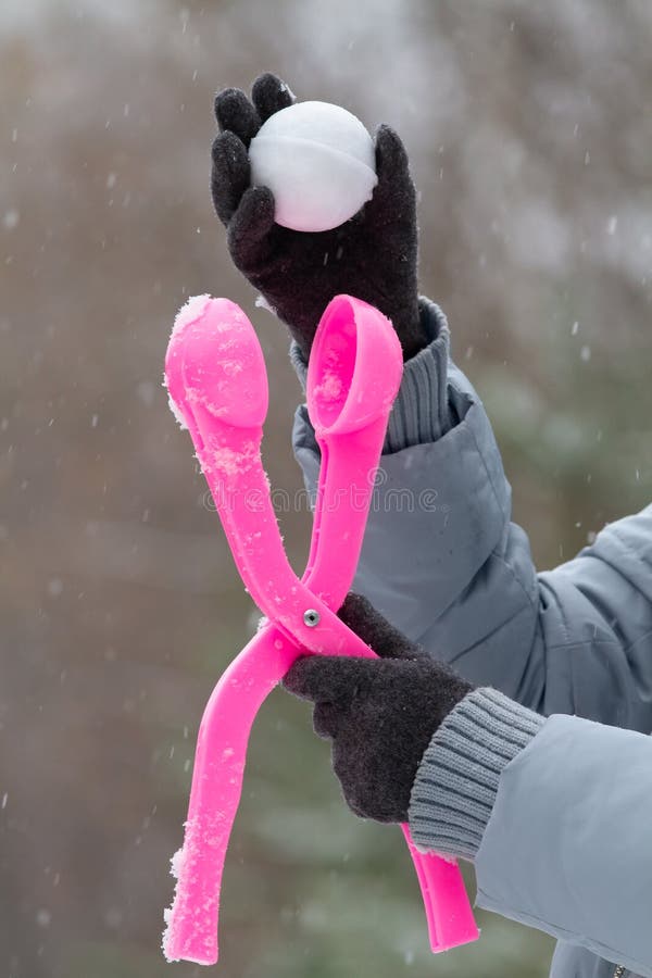 Making a Snowball Using a Plastic Mold Stock Photo - Image of leisure ...